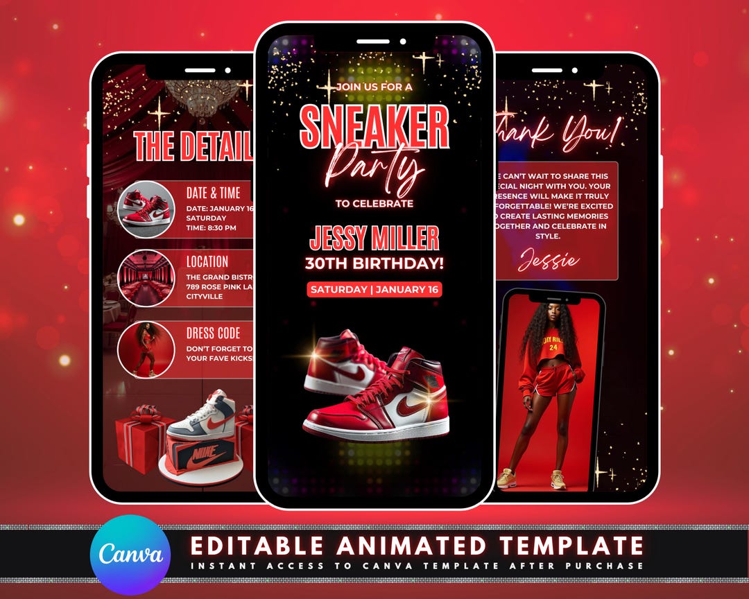 Animated Birthday Bash Party Video Invitation, DIY Template Design ...