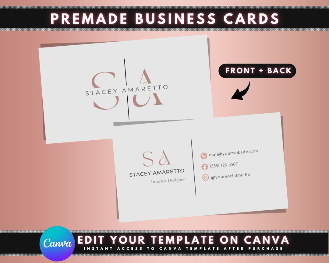 Minimalist Business Card, DIY Canva Business Card Template Design ...