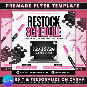 Restock Schedule Flyer, DIY Flyer Template Design, New Collection Flyer ...