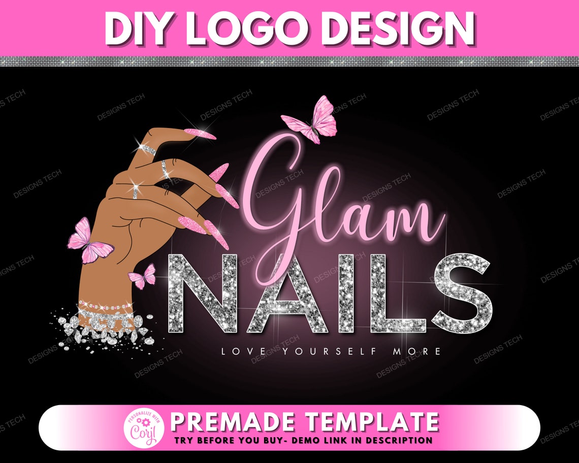 Nails Logo DIY Logo Design Template Nail Logo Nail - Etsy
