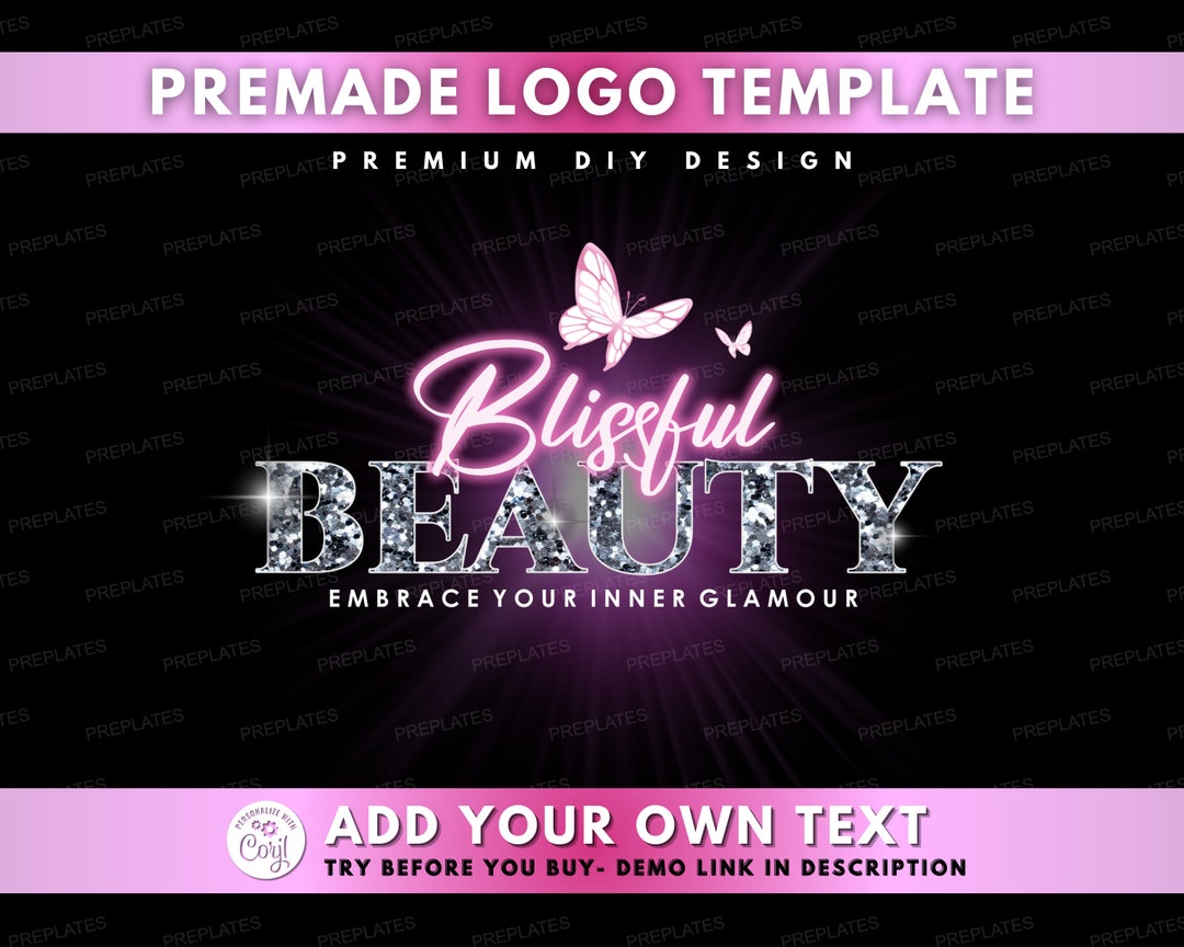 Pink Beauty Logo, DIY Design Template, Butterfly Logo, Hair Logo, Salon ...