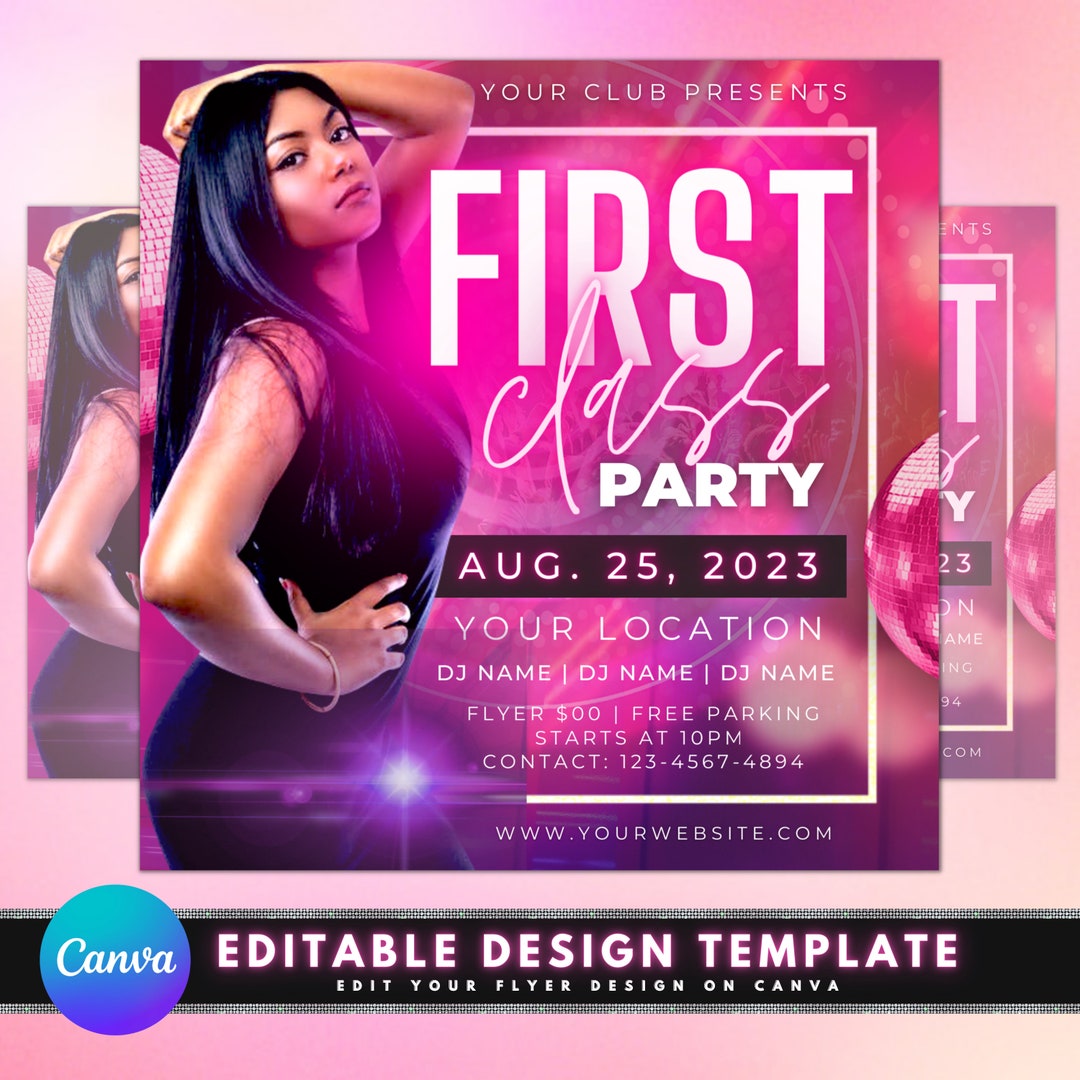 First Class Party Flyer, DIY Flyer Template Design, Luxury Party ...