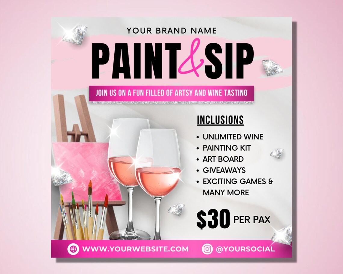 Sip and Paint Flyer DIY Flyer Design Template Paint and Sip - Etsy ...