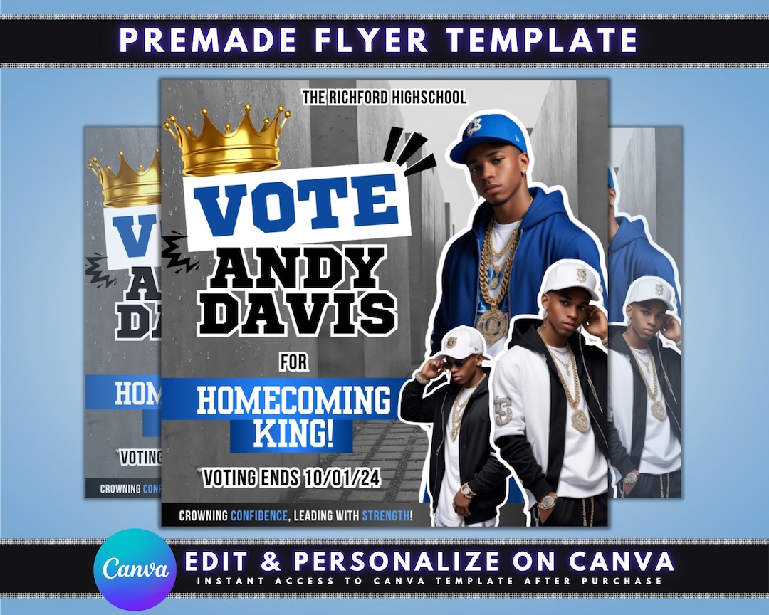 Homecoming King Flyer, DIY Flyer Template Design, Homecoming Flyer ...