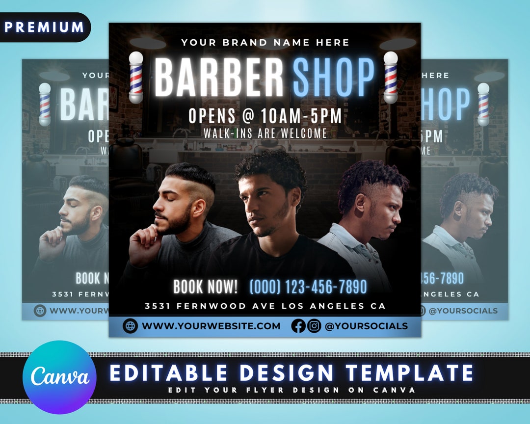 Barber Shop Flyer, DIY Flyer Template Design, Barber Booking Flyer ...