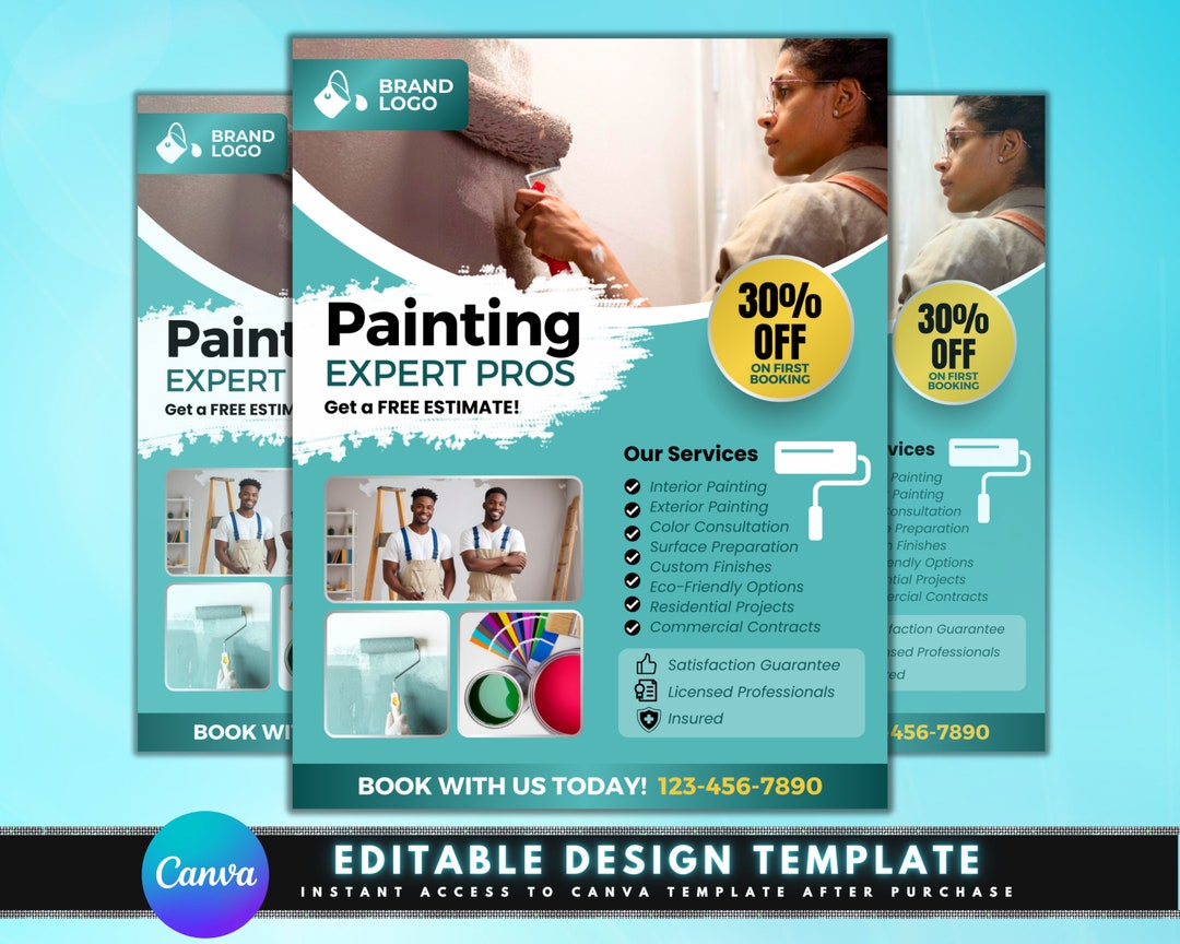 Painting Contractor Flyer, DIY Flyer Template Design, Painting Services ...