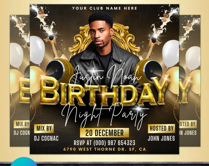 Kid Birthday Party Flyer Template RED edit in Canva - Etsy