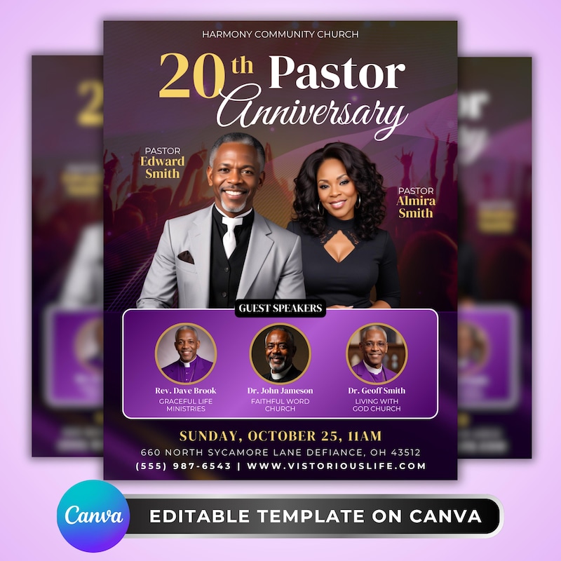 Pastor Appreciation Flyer Templates - Etsy