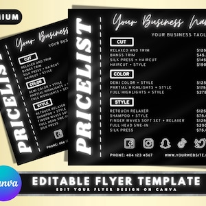 Price List, DIY Flyer Template Design, White Pricing Guide Sheet, Price ...