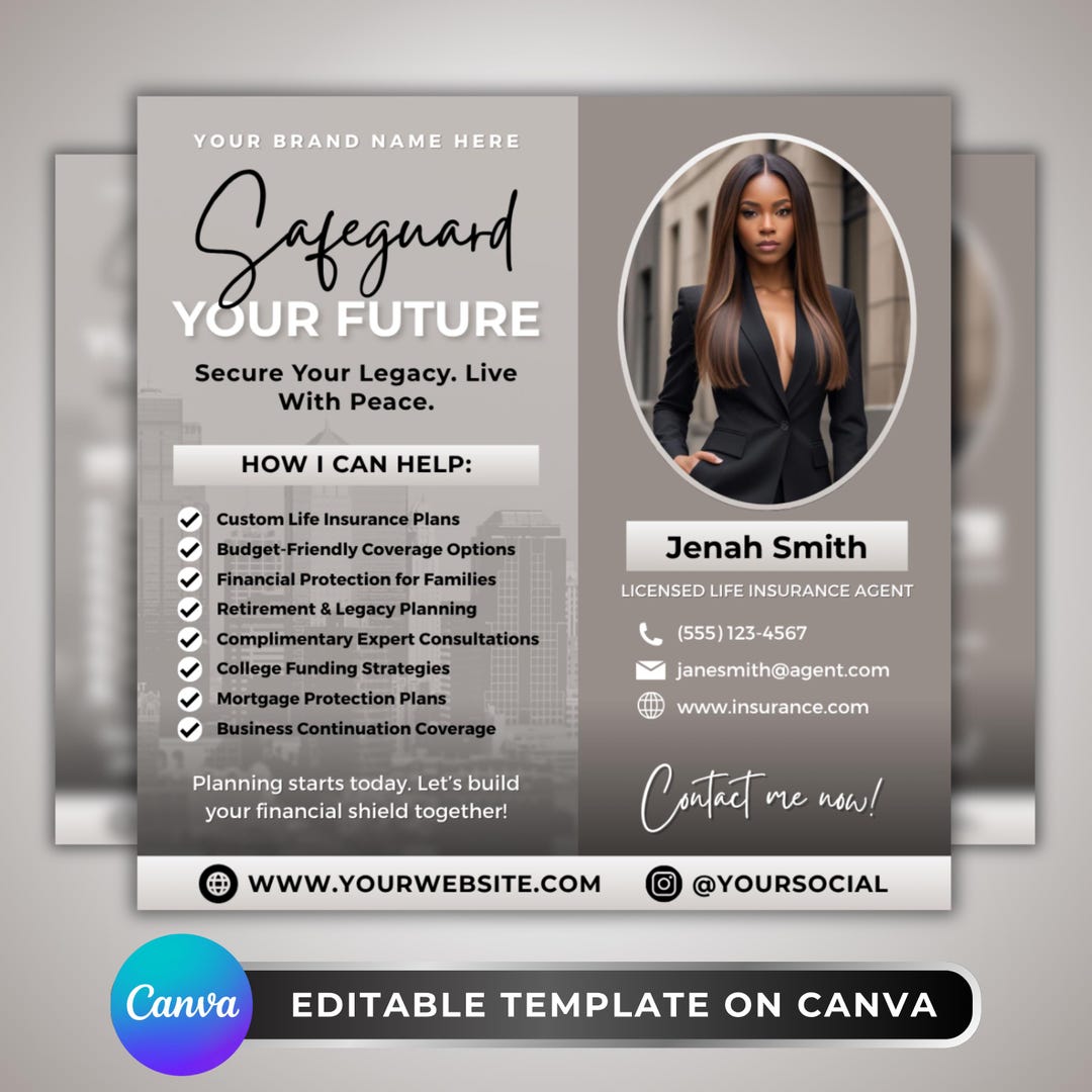 Life Insurance Agent Flyer, DIY Flyer Template Design, Financial ...