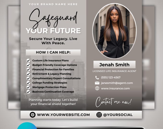 Life Insurance Agent Flyer, DIY Flyer Template Design, Financial ...