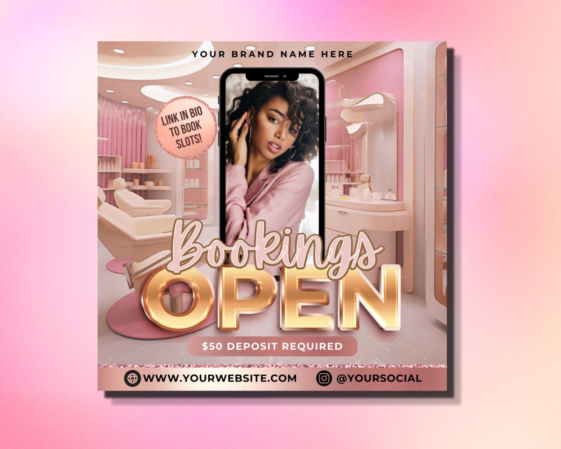 Bookings Open Flyer, DIY Flyer Template Design, Book Now Flyer, Rose ...