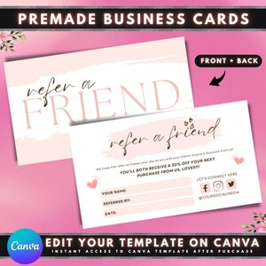 Refer A Friend Business Card, DIY Canva Business Card Template Design ...