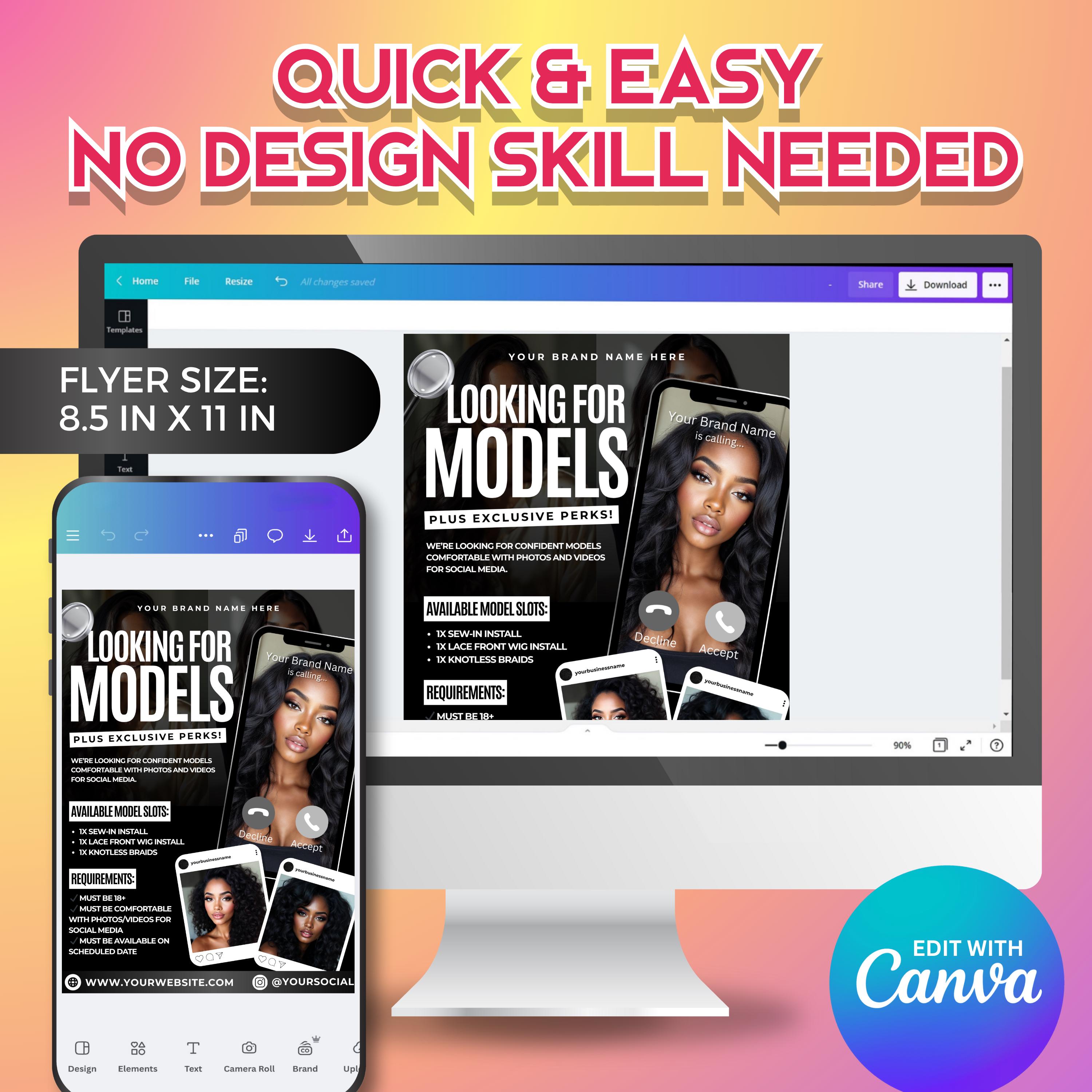 Looking for Models Flyer Template, Editable Canva Social Media Flyer ...