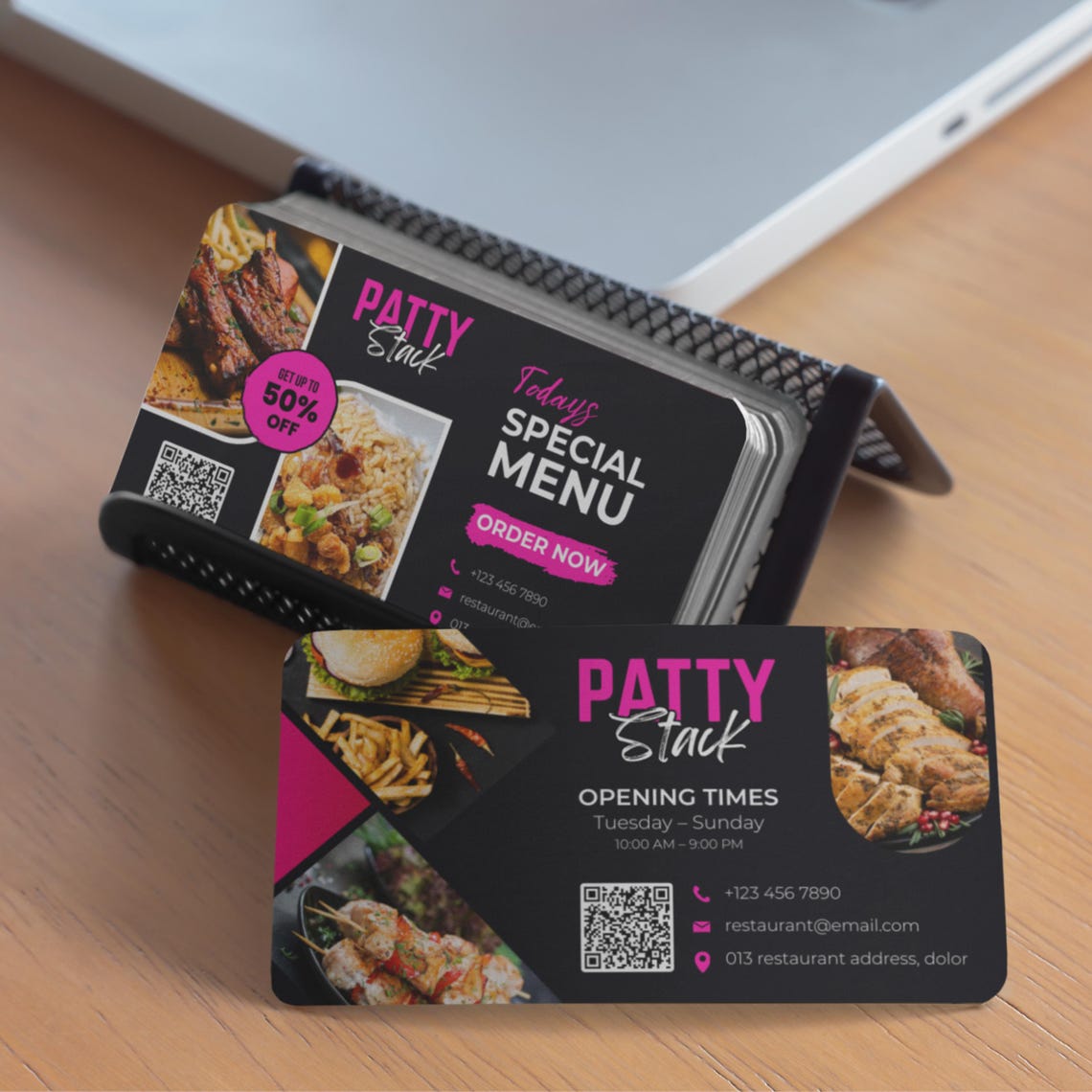 Restaurant Business Card Template, Editable Canva Food Business ...