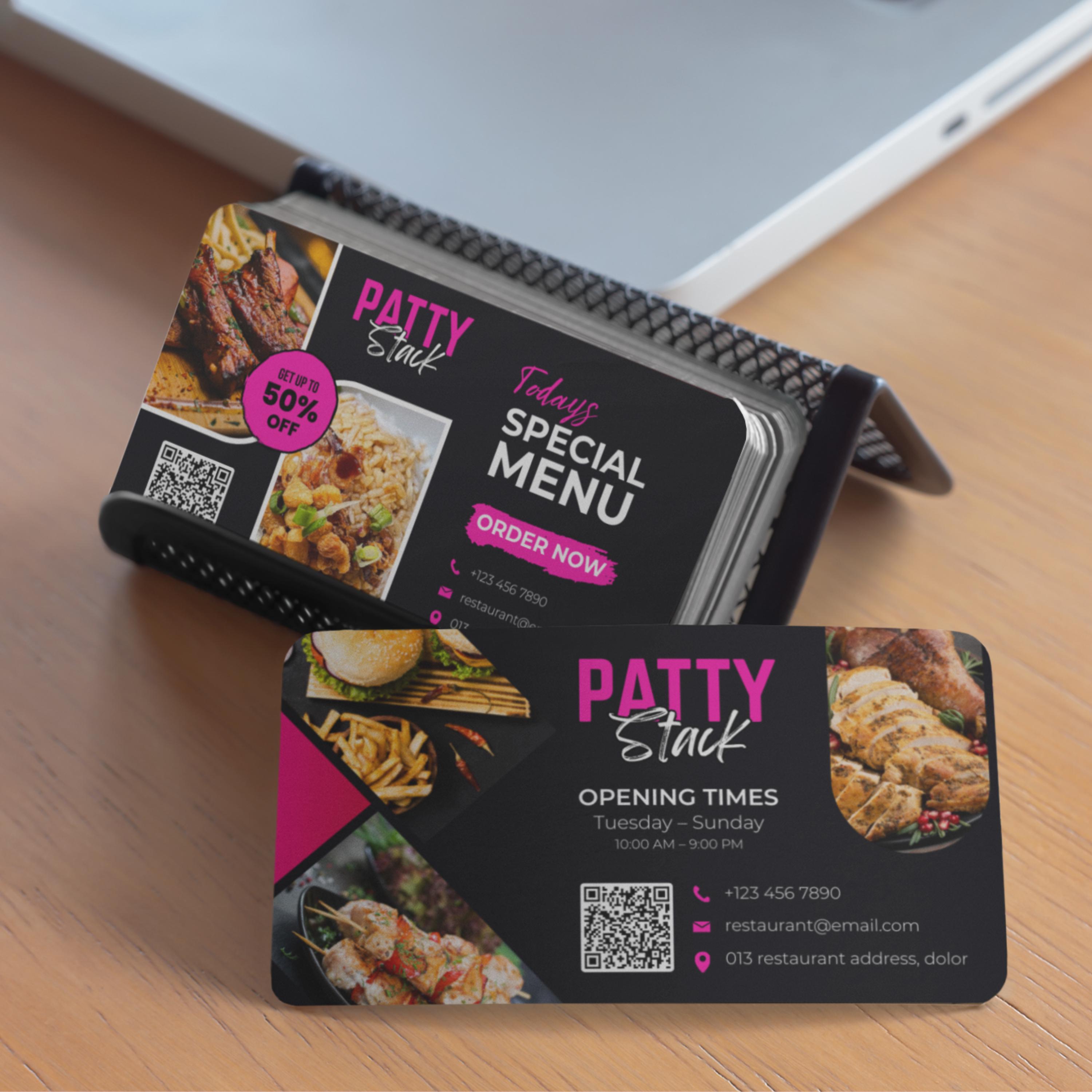 Restaurant Business Card Template, Editable Canva Food Business ...