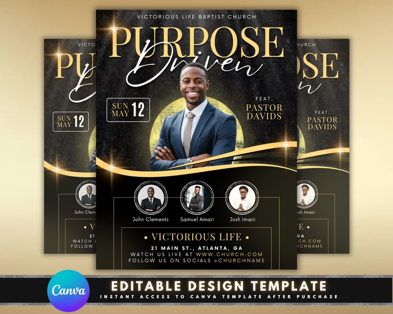 Church Flyer, DIY Flyer Template Design, Male Church Fellowship Service ...