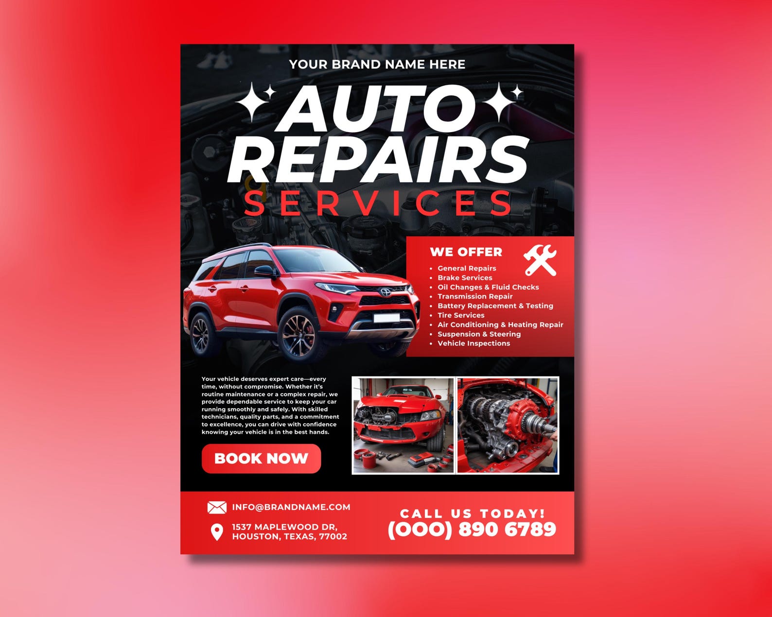 Auto Repairs Services Flyer, DIY Flyer Template Design, Auto Detailing ...