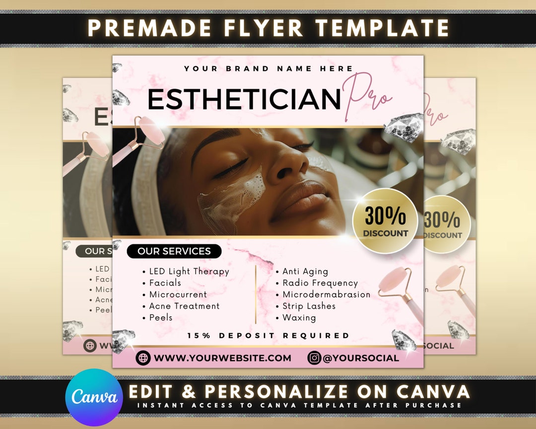 Pink Esthetician Flyer, DIY Flyer Template Design, Skin Care Services ...