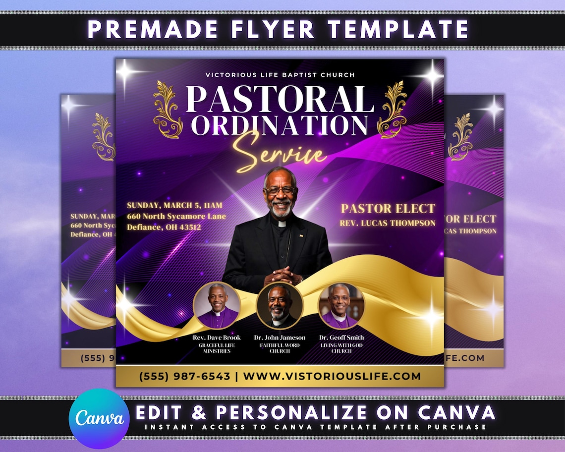 Pastoral Ordination Flyer, DIY Flyer Template Design, Ordination ...