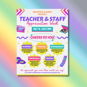 Teachers and Staff Appreciation Flyer, DIY Flyer Template Design ...