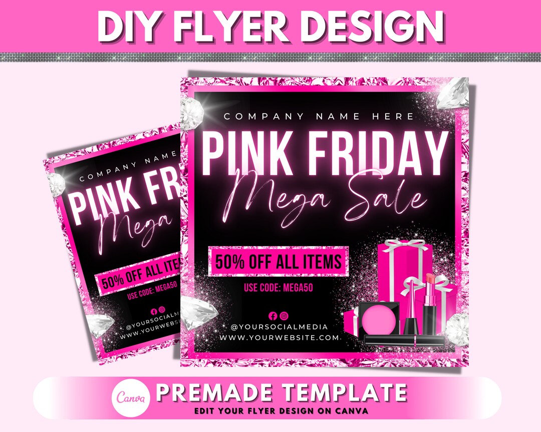 Pink Friday Sale Flyer, DIY Flyer Design Template, Black Friday Sale ...