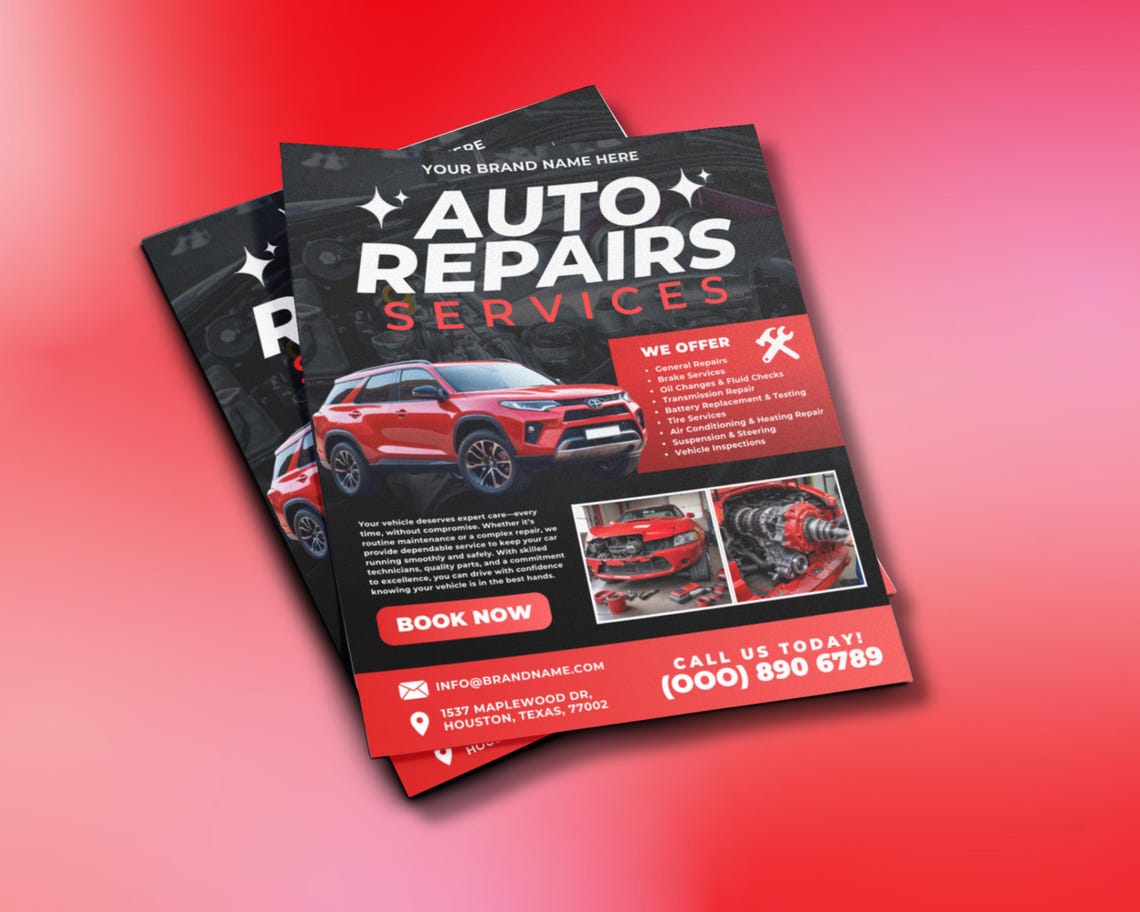 Auto Repairs Services Flyer, DIY Flyer Template Design, Auto Detailing ...
