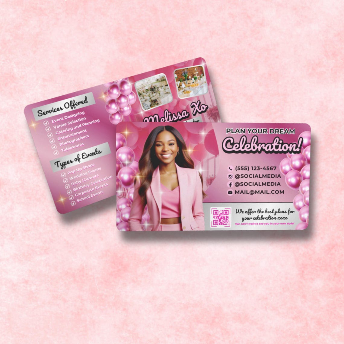 Event Coordinator Business Cards, DIY Card Template Design, Event ...