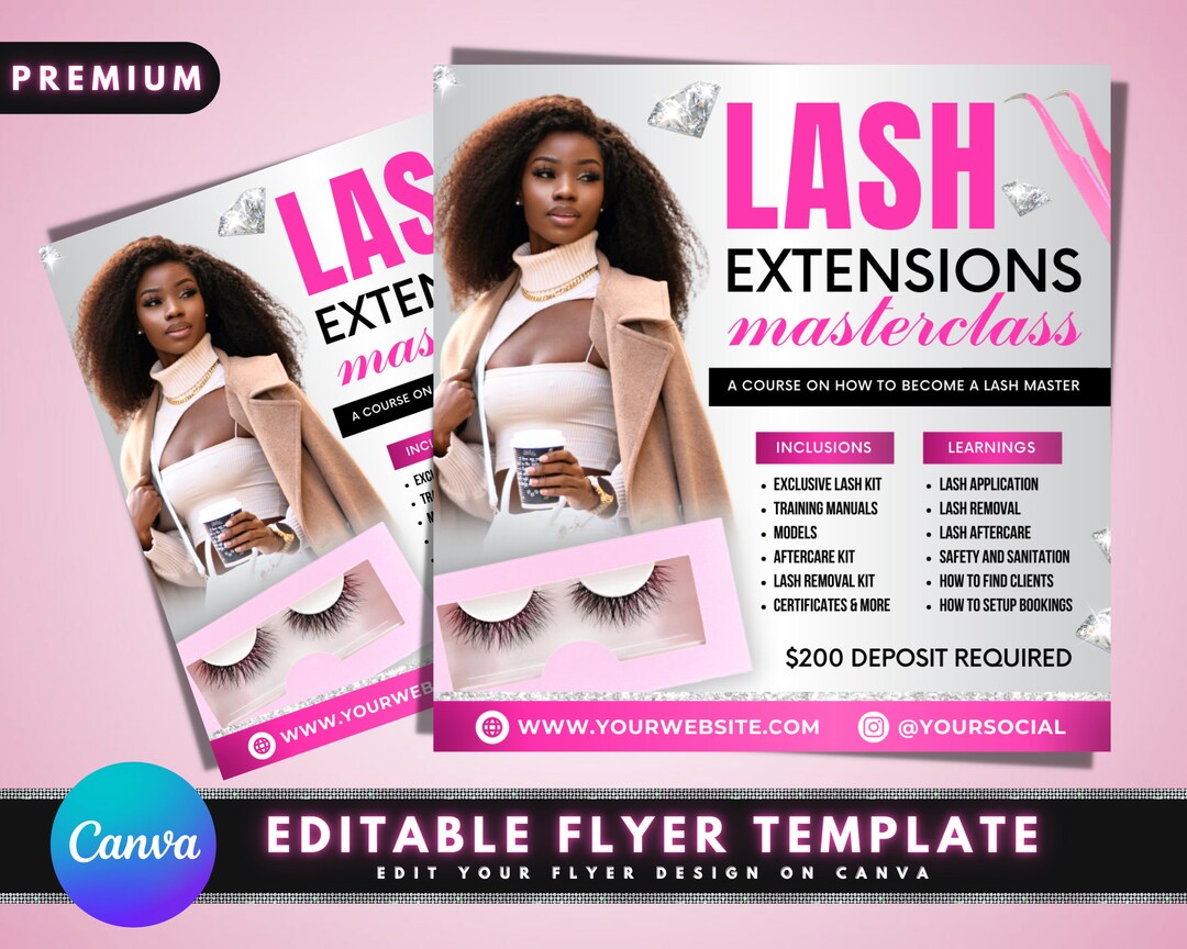 Lash Extensions Masterclass Flyer, DIY Flyer Template Design, Learn to ...