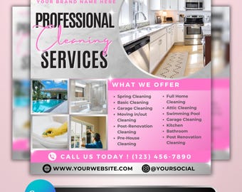 Cleaning Services Flyer, DIY Flyer Template Design, Professional Cleaning Flyer, Maid Service ...