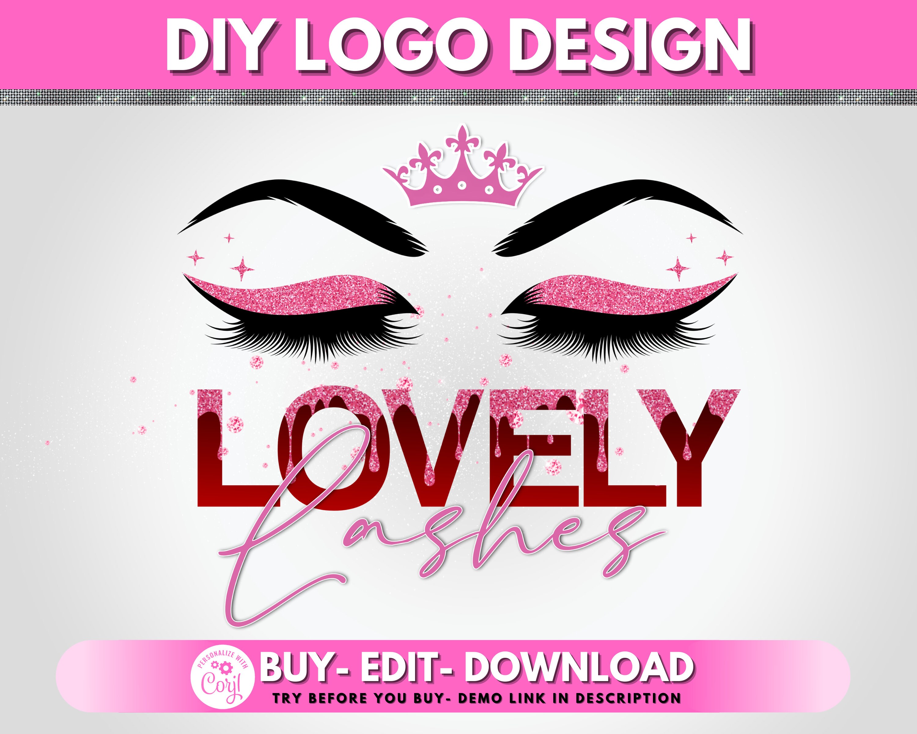Lash Logo DIY Logo Template Eyelash Logo Lashes Logo - Etsy