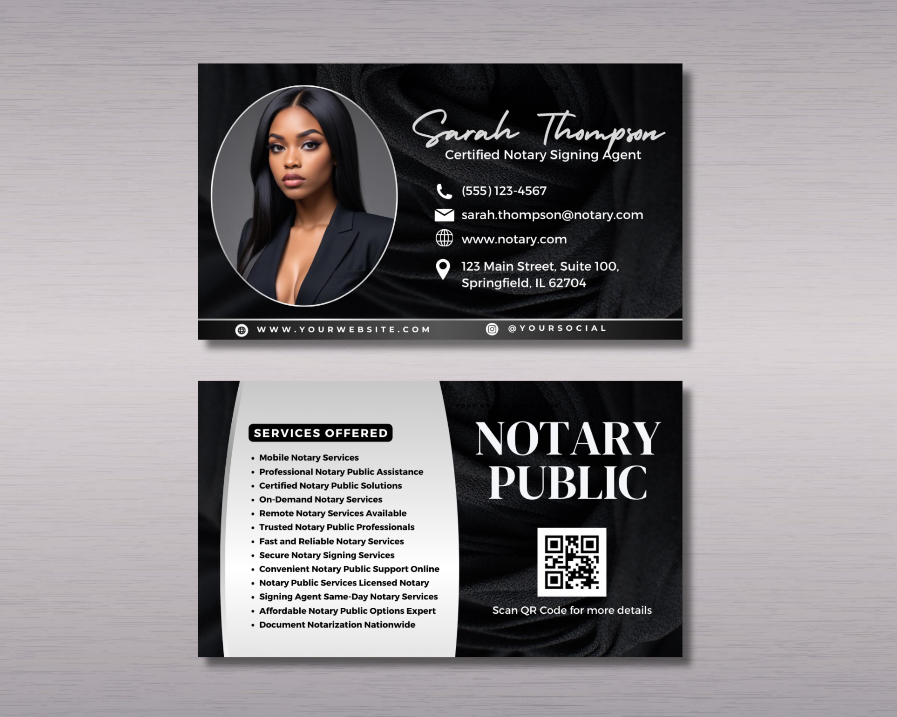 Notary Services Business Cards, DIY Canva Template Design, Notary ...