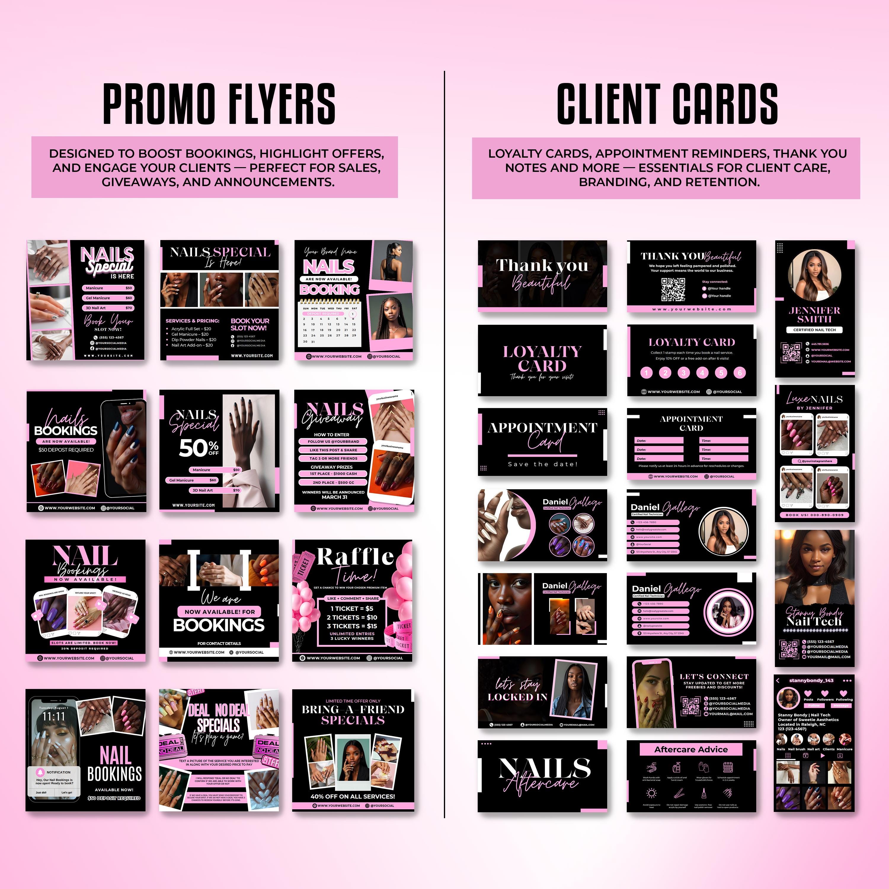 Nail Business Template Bundle, Salon Branding Kit Templates, Nail Tech ...