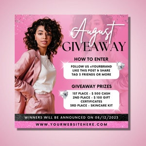 August Giveaway Flyer, DIY Flyer Template Design, August Lash Contest ...