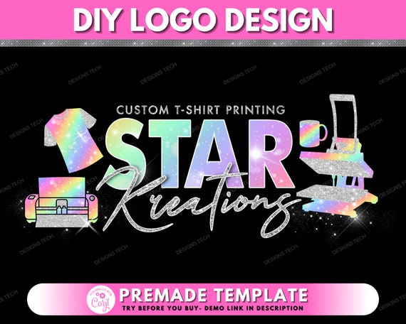 Heat Press Logo DIY Logo Design Template T-shirt Design - Etsy