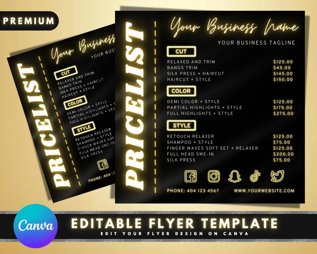 Gold Price List, DIY Flyer Template Design, Business Price List Flyer ...