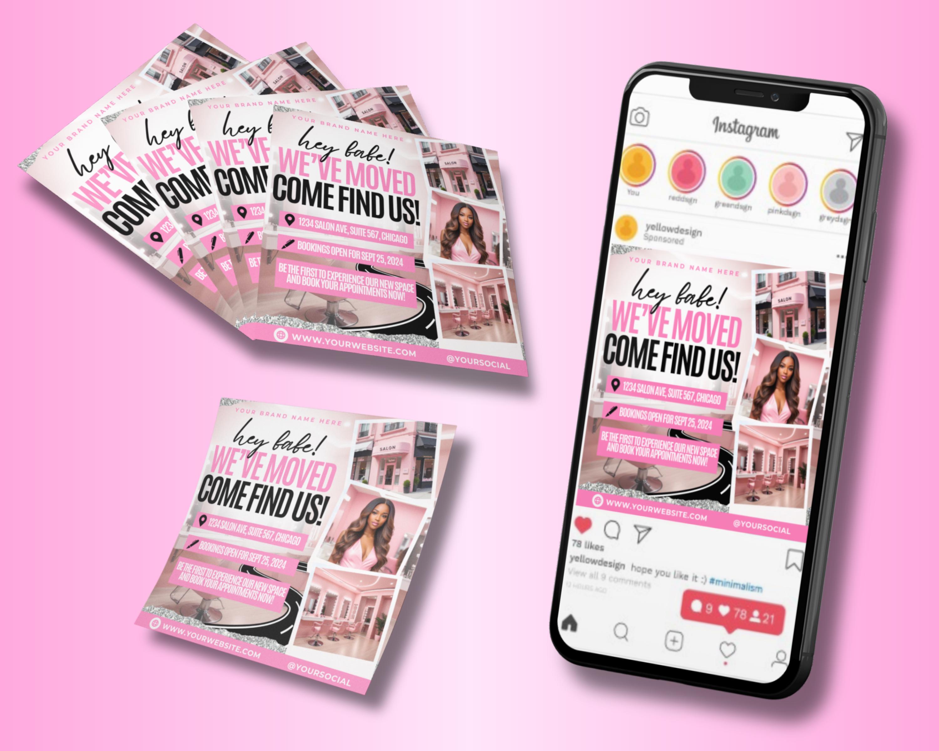 New Location Beauty Flyer, DIY Flyer Template Design, Store Opening ...