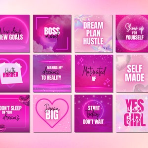 Girl Boss Social Media Post Template Bundle, DIY Flyer Design ...