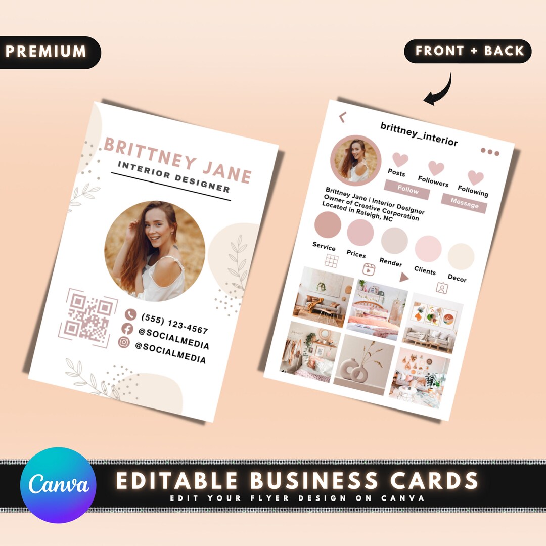 Boho Instagram Cards, DIY Canva Template Design, IG Influencer Cards ...