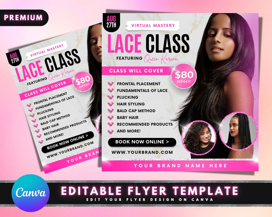 Lace Masterclass Flyer, DIY Flyer Template Design, Wig Course Flyer ...