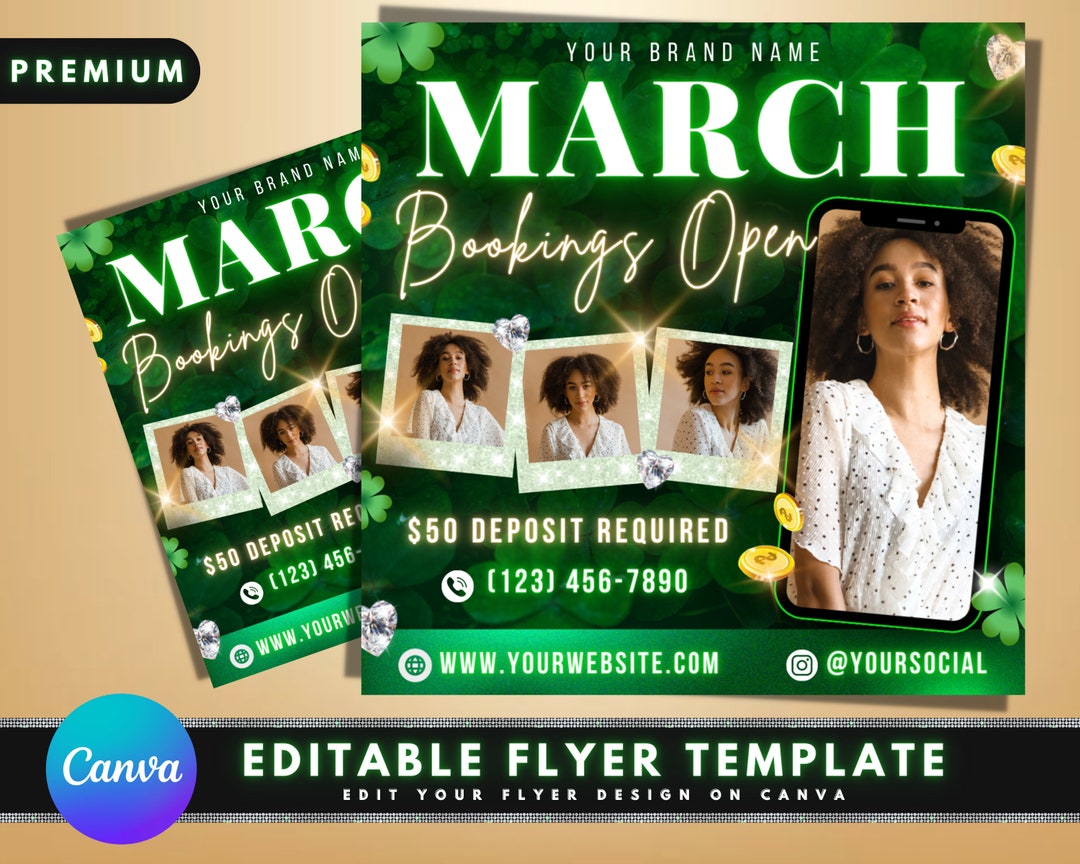 March Booking Flyer, DIY Flyer Template Design, Appointment Flyer, Book ...