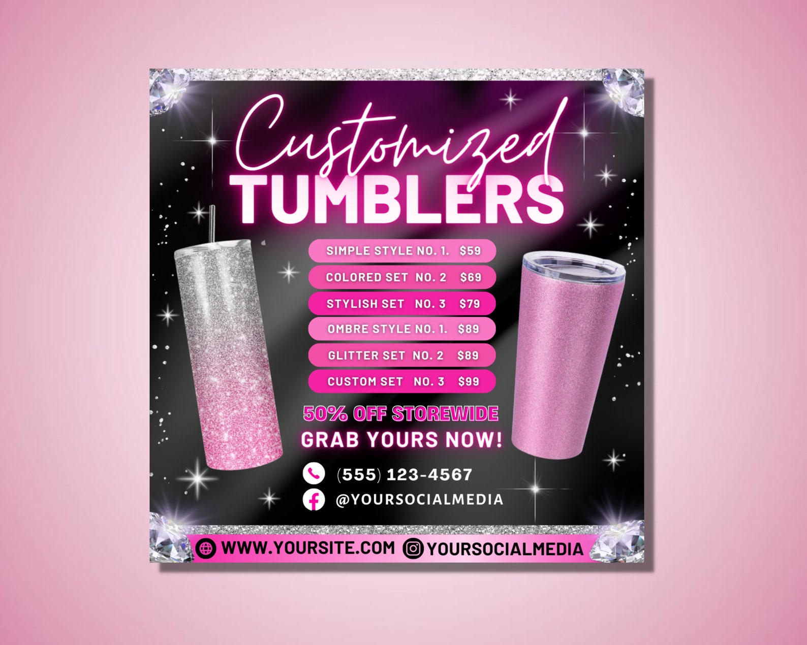 Customized Tumblers Flyer, DIY Flyer Template Design, Custom Printed ...