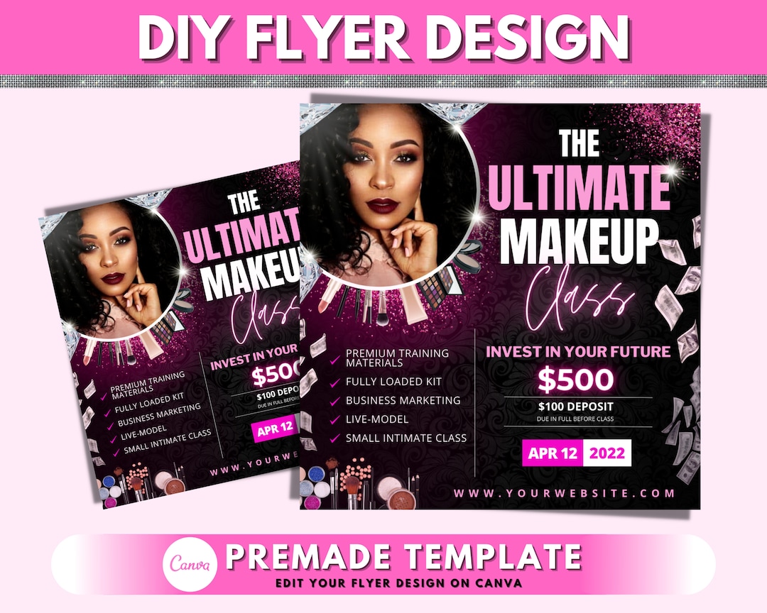 Makeup Flyer, DIY Flyer Template Design, Makeup Class Flyer, Beauty ...