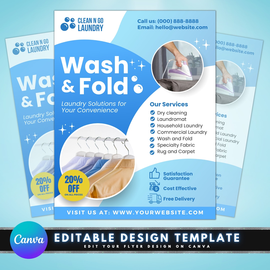 Laundry Service Flyer, DIY Flyer Template Design, Dry Cleaning Flyer ...