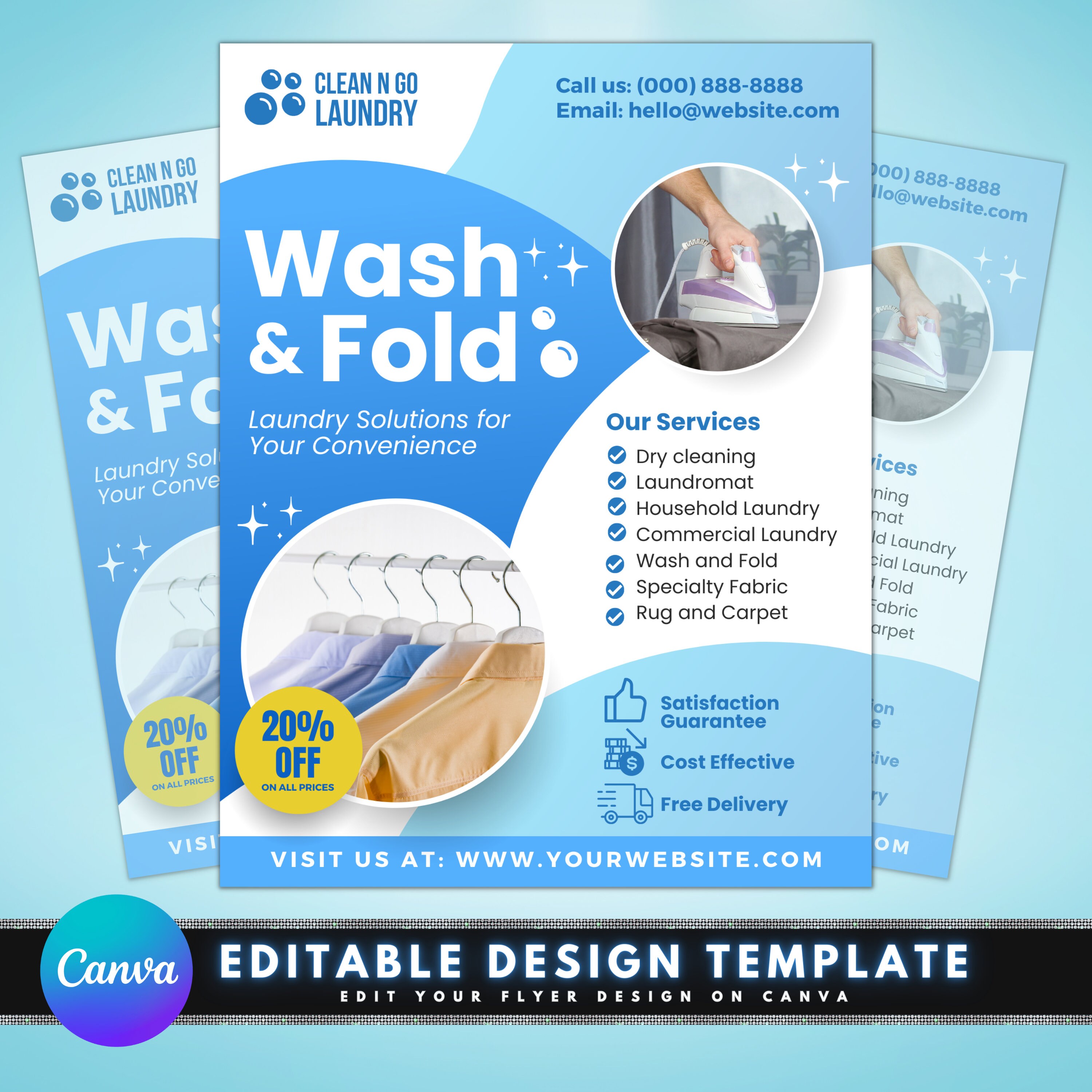 Laundry Service Flyer, DIY Flyer Template Design, Dry Cleaning Flyer ...