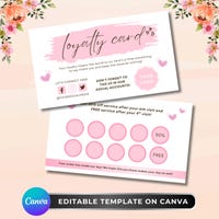 Pink Loyalty Card Template / Modern Rewards Card / Single Sided ...