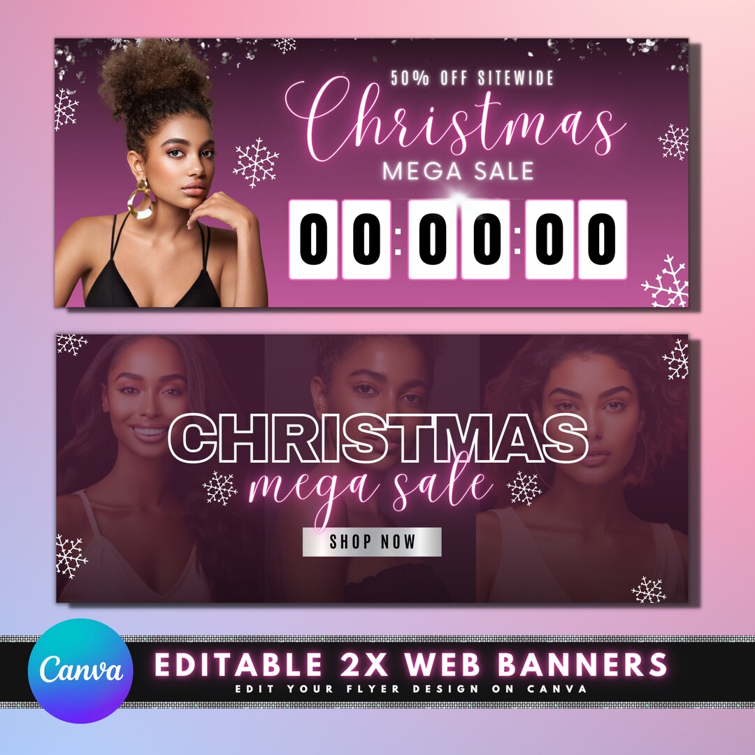 Christmas Website Banners, DIY Web Banner Template Design, Holiday Deal ...