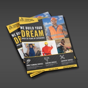 Construction Service Flyer, DIY Flyer Template Design, Home Improvement ...