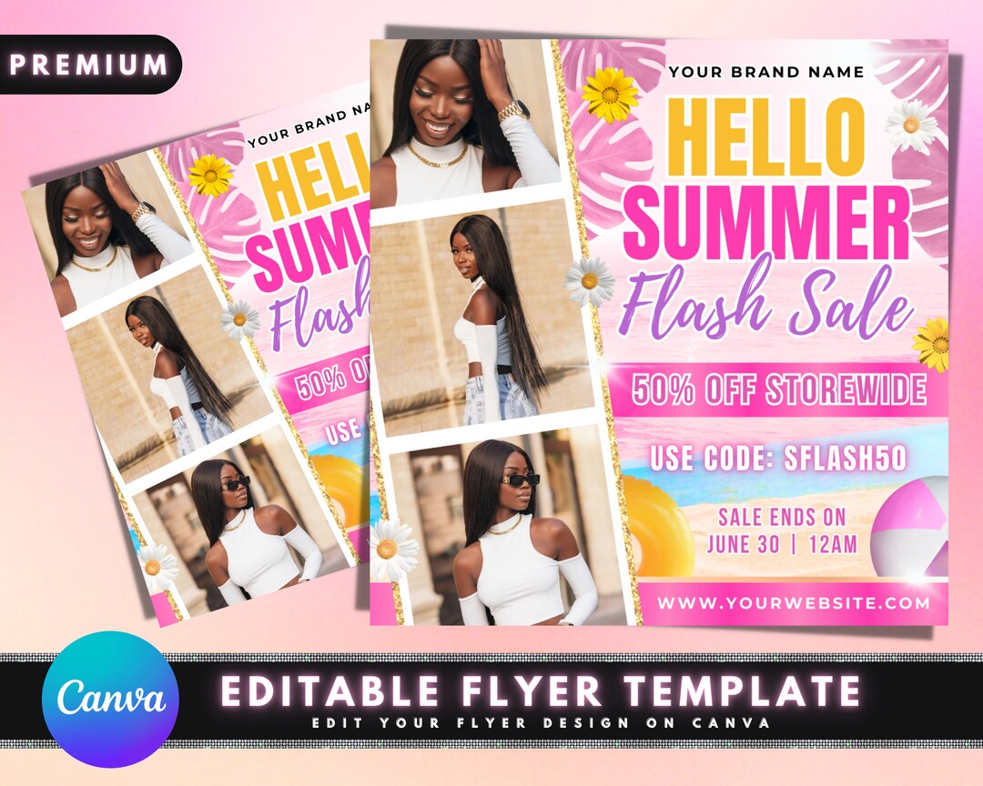 Summer Flash Sale Flyer, DIY Flyer Template Design, Lash and Nails ...