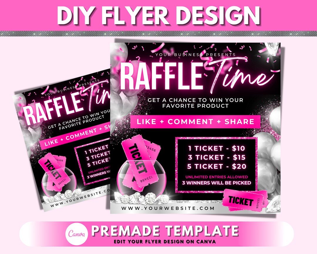 Raffle Flyer , DIY Flyer Design Template, Giveaway Flyer, Raffle Ticket ...